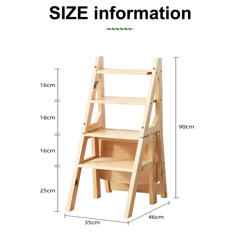 【On Hand】Bamboo Ladder Chair Solid Wood High Ladder Stool ...