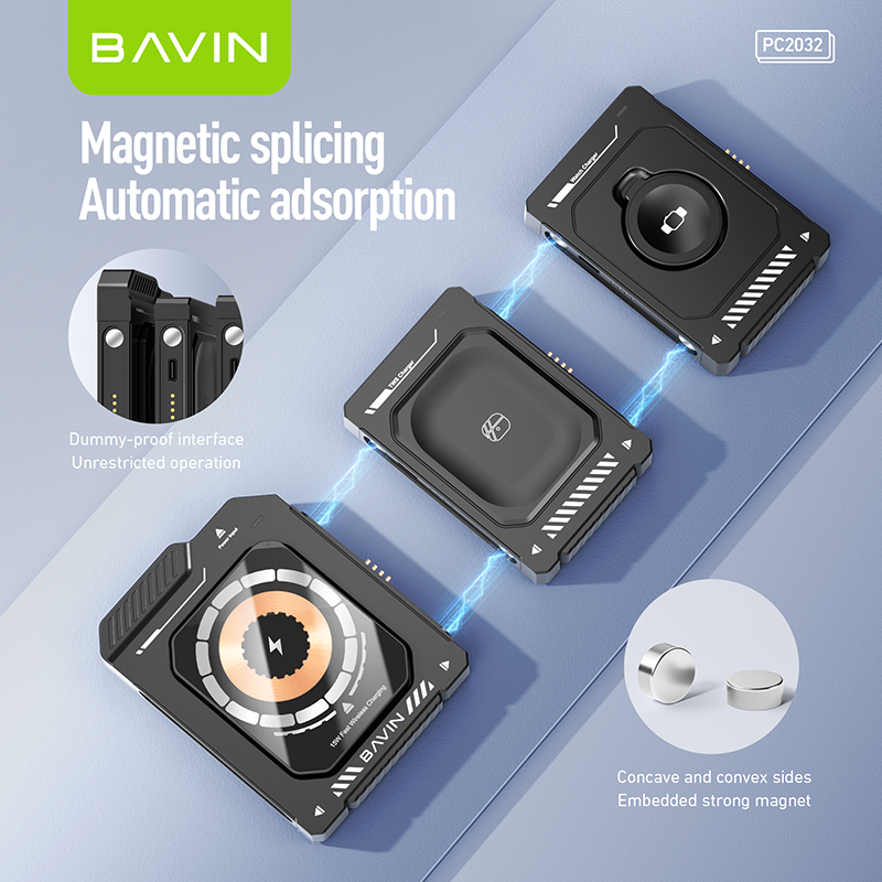 BAVIN PC2032 Removable 3in1 Wireless Magnetic Charger 15W Wireless Charging Station for iPh ...