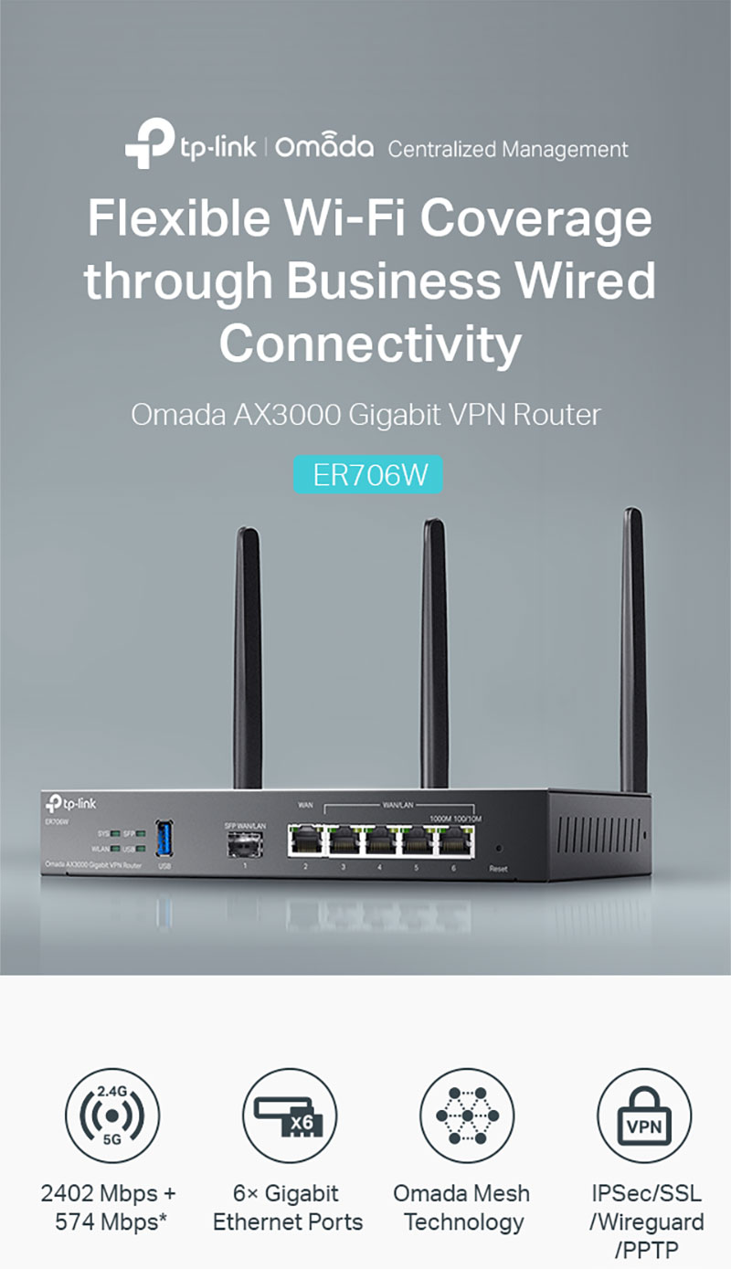 TP-Link ER706W Omada | AX3000 | Gigabit | VPN | Router | Shopee Philippines