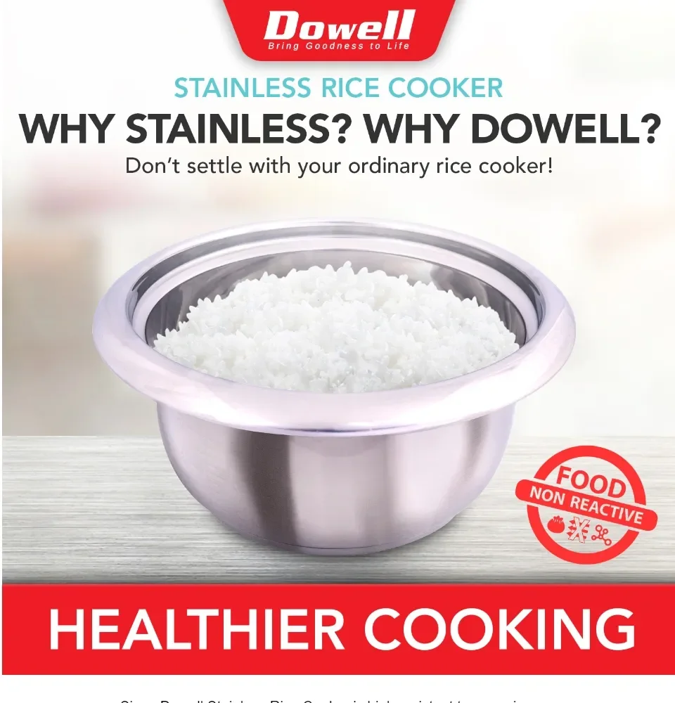 Dowell Stainless Rice Cooker with Steamer | Shopee Philippines