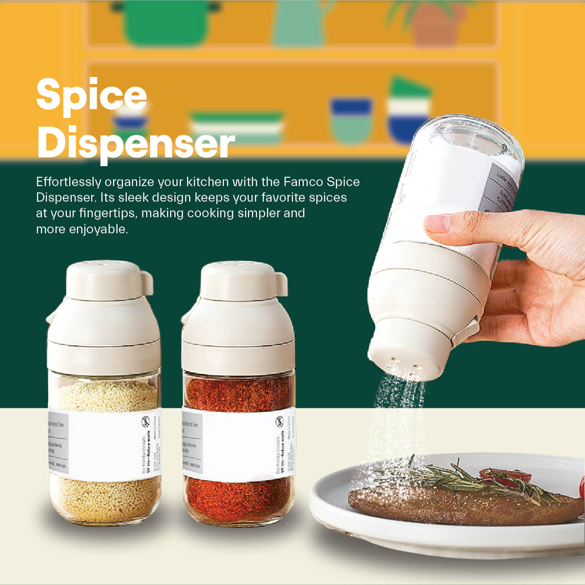Famco Spice Dispenser - 1-Piece, Elegant Versatile Kitchen Storage Tool ...