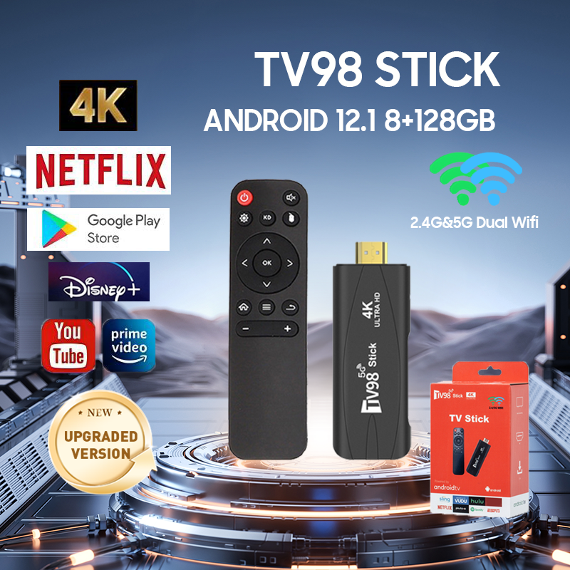 Android TV Box TV Stick 4K HD 8+128GB With Google/Netflix/Disney+ Wifi ...