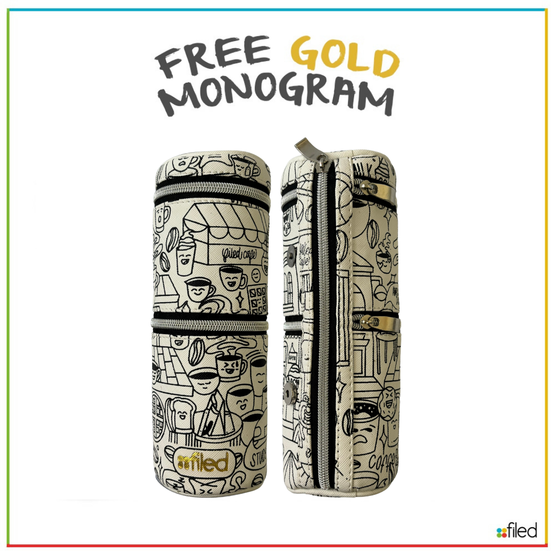 Filed Doodle Pen Capsule Leatherette Pen Holder Organizer Pencil Pen ...