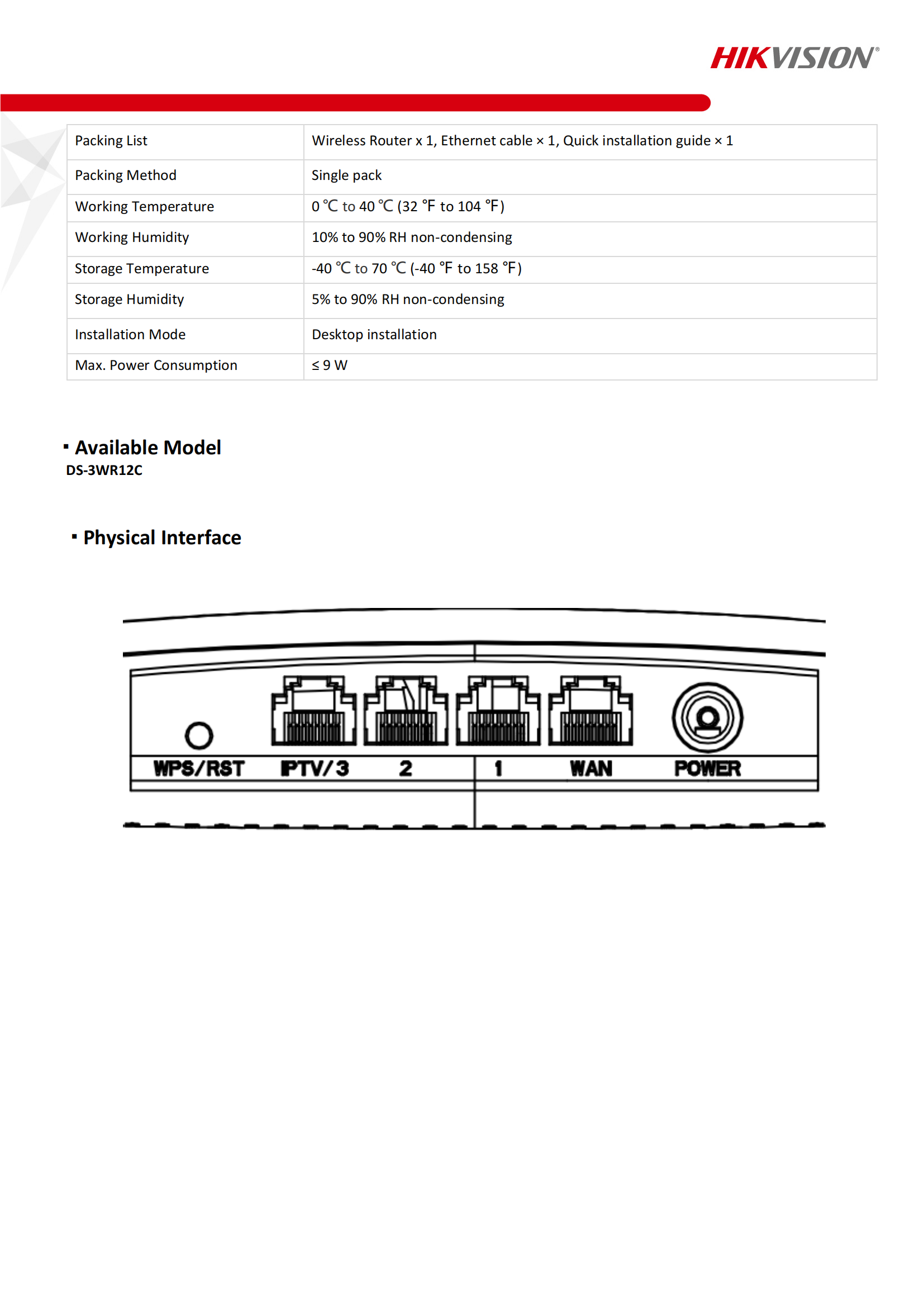 Hikvision DS-3WR12C Wi-Fi Router Wifi 5 1200 Mbps AC1200 Wireless ...
