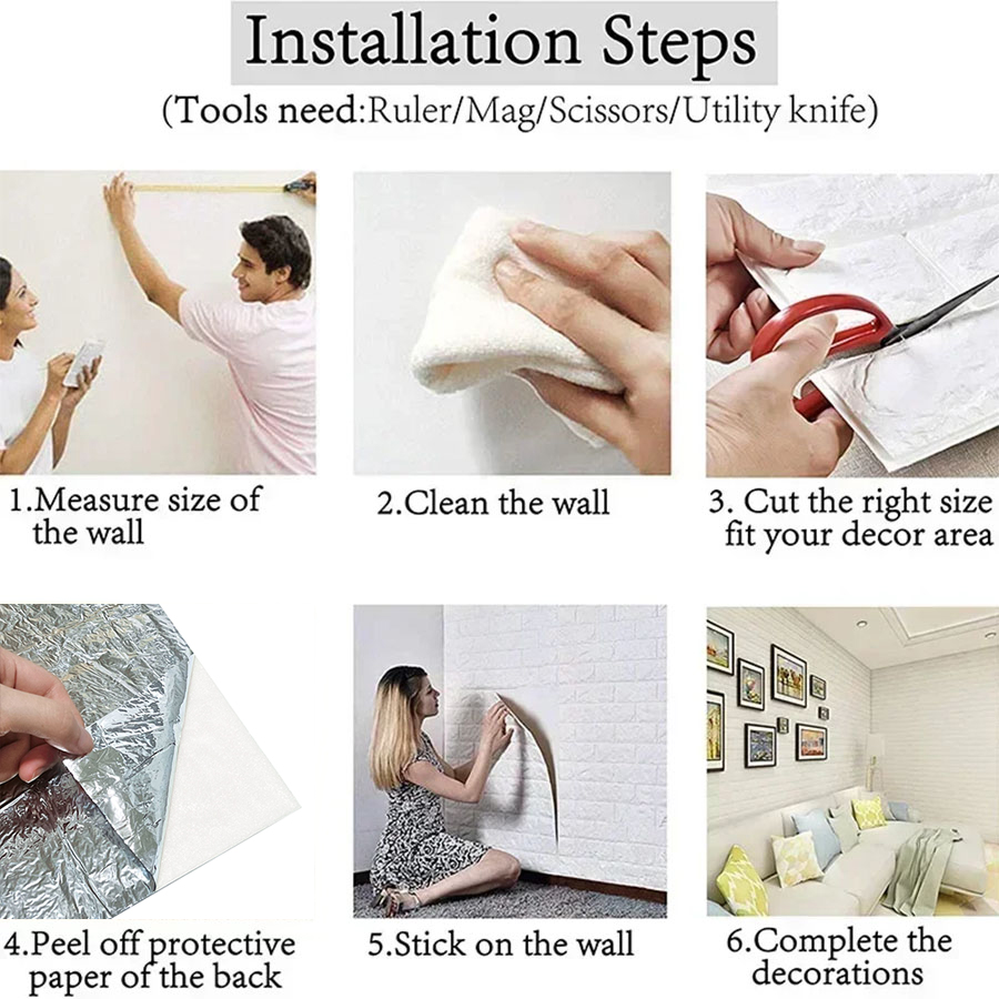 20pcs Wallpaper Brick 35x38cm Wall Sticker Foam Self Adhesive Wallpaper ...