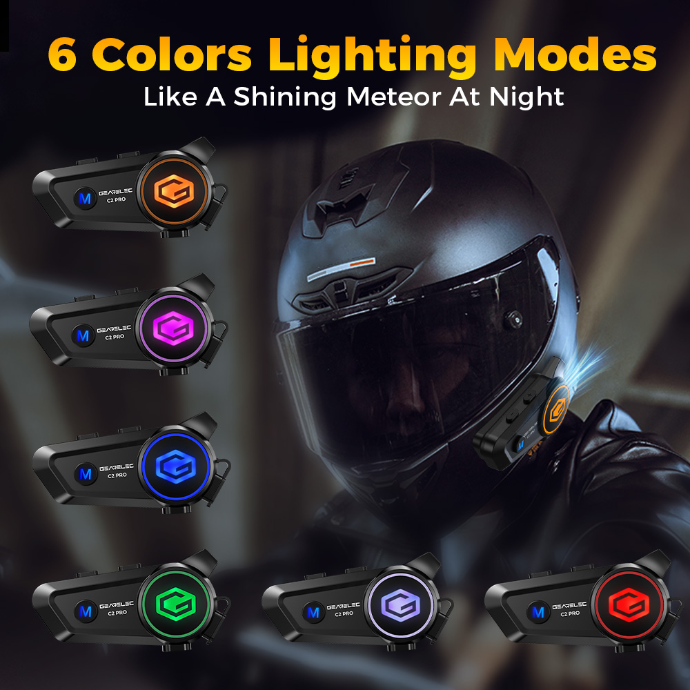 GEARELEC C2 Motorcycle Helmet Intercom Headset For 2 Riders For Talk ...