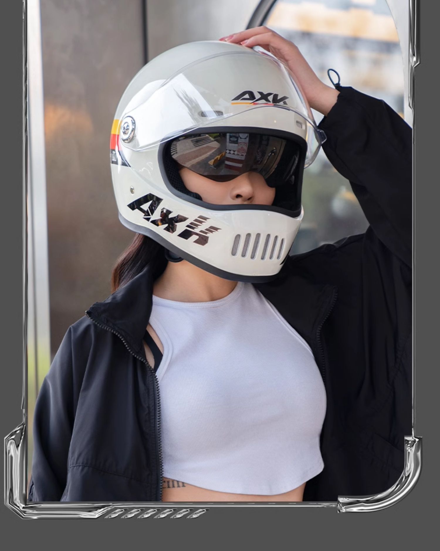 AXK 901 Motorcycle full-face helmet unisex dual-mirror helmet dust ...