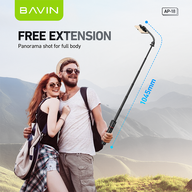 BAVIN P18 Magnetic Retractable Selfie Stick w/ Bluetooth Remote ...