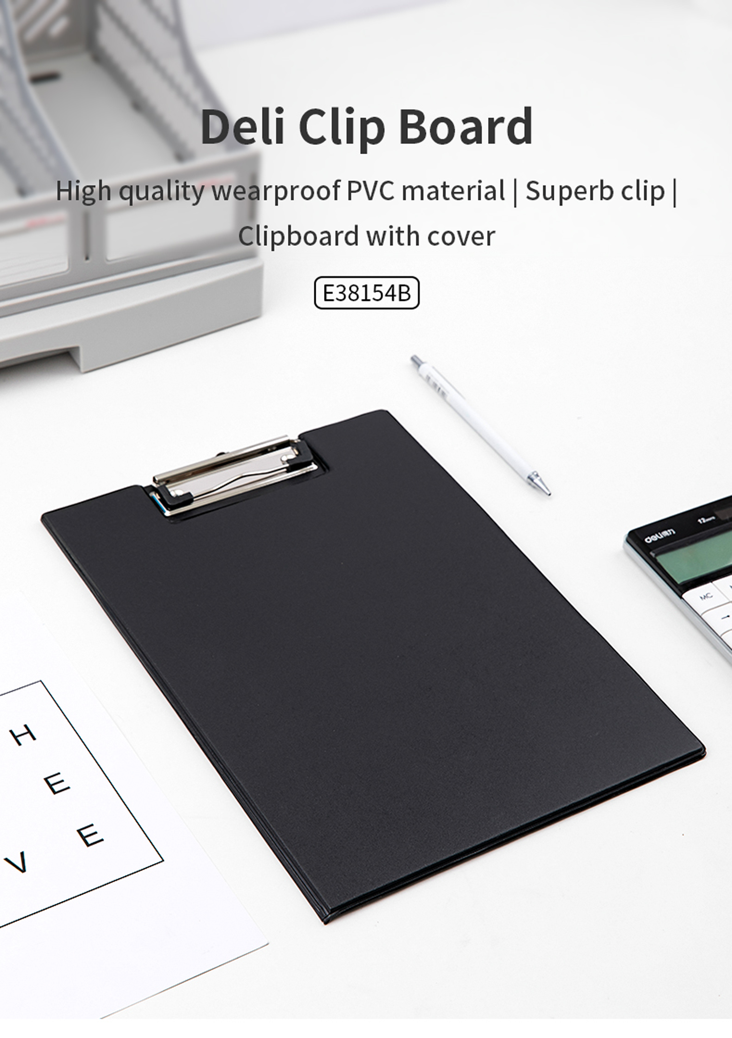 Deli 38154 File Organizer- A4 Clip Board with Cover (1PC) [752438154 ...