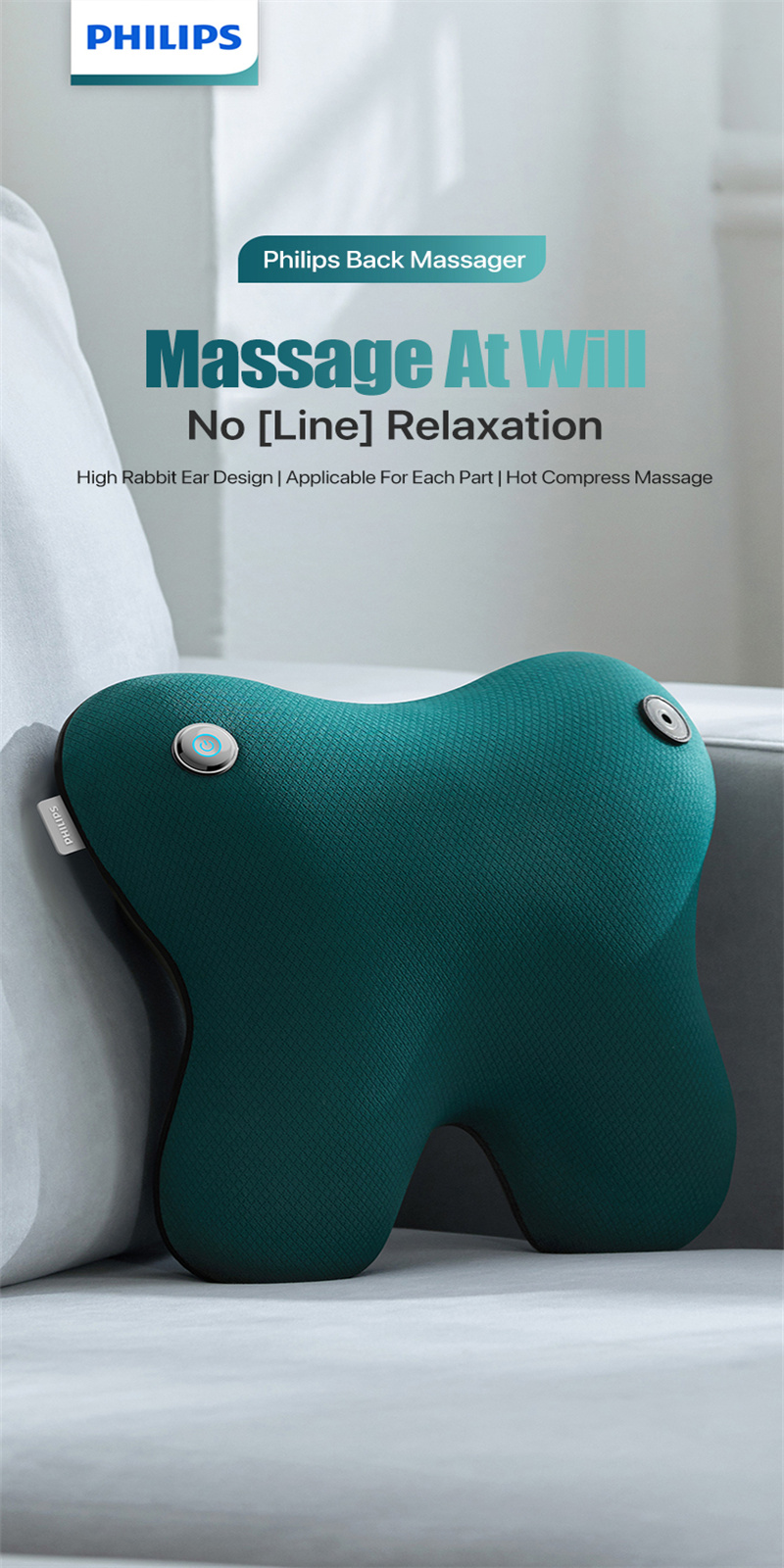 Philips Back Massage Wireless Massager Full Body Massage Hot Compress ...