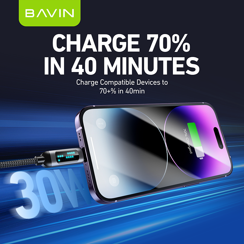 BAVIN CB377 30W / 60W PD Fast Charging Data Cable 1M w/ LED Display ...
