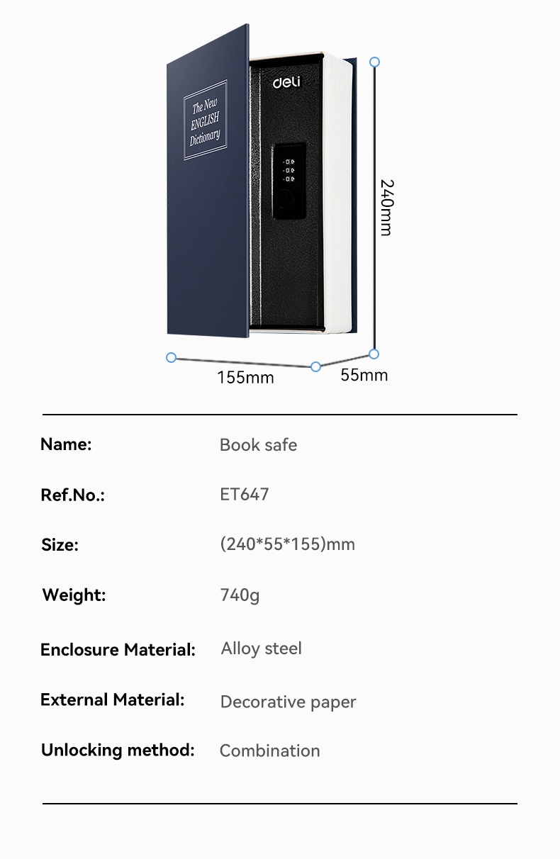 Deli Dictionary Safe Deposit Box Security Password Book Money Box With ...