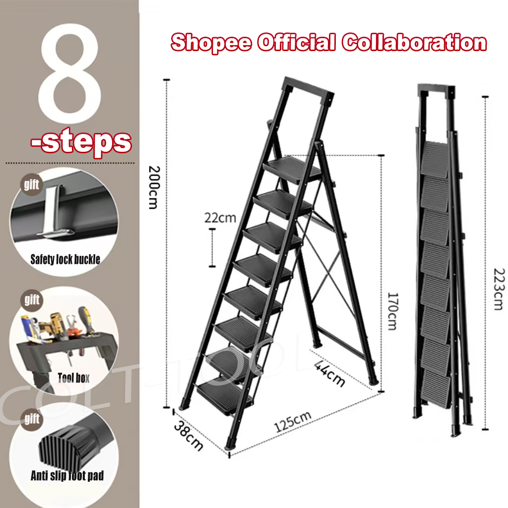 7 Steps 8steps ladderHousehold Aluminum Folding Step Ladder Industrial ...