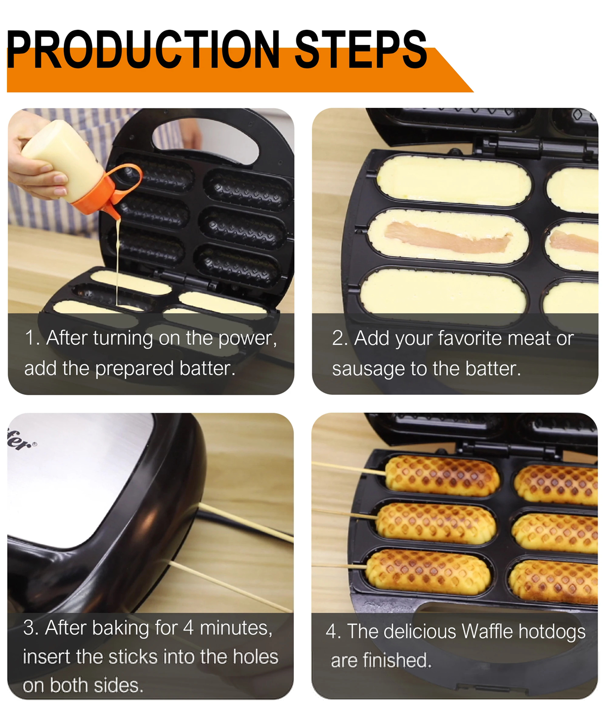 Sonifer Electric Waffle Maker Hot Dog Maker for Snacks Breakfast Maker ...