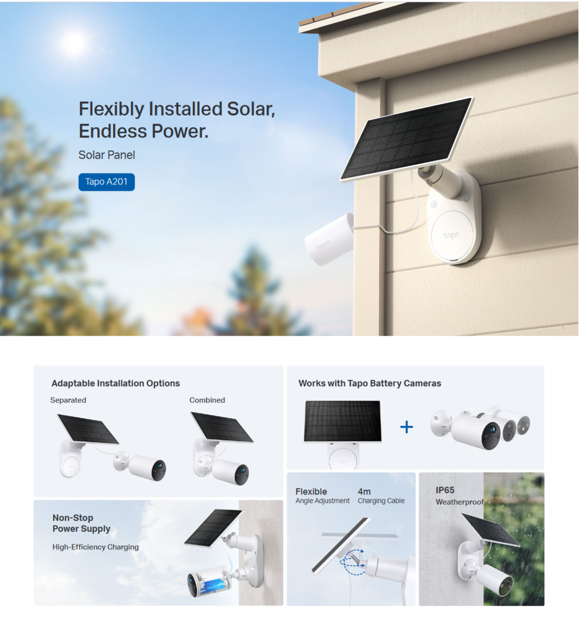 TP-Link Tapo A201 Outdoor Solar Panel for Tapo C410 C420 C425 Battery ...