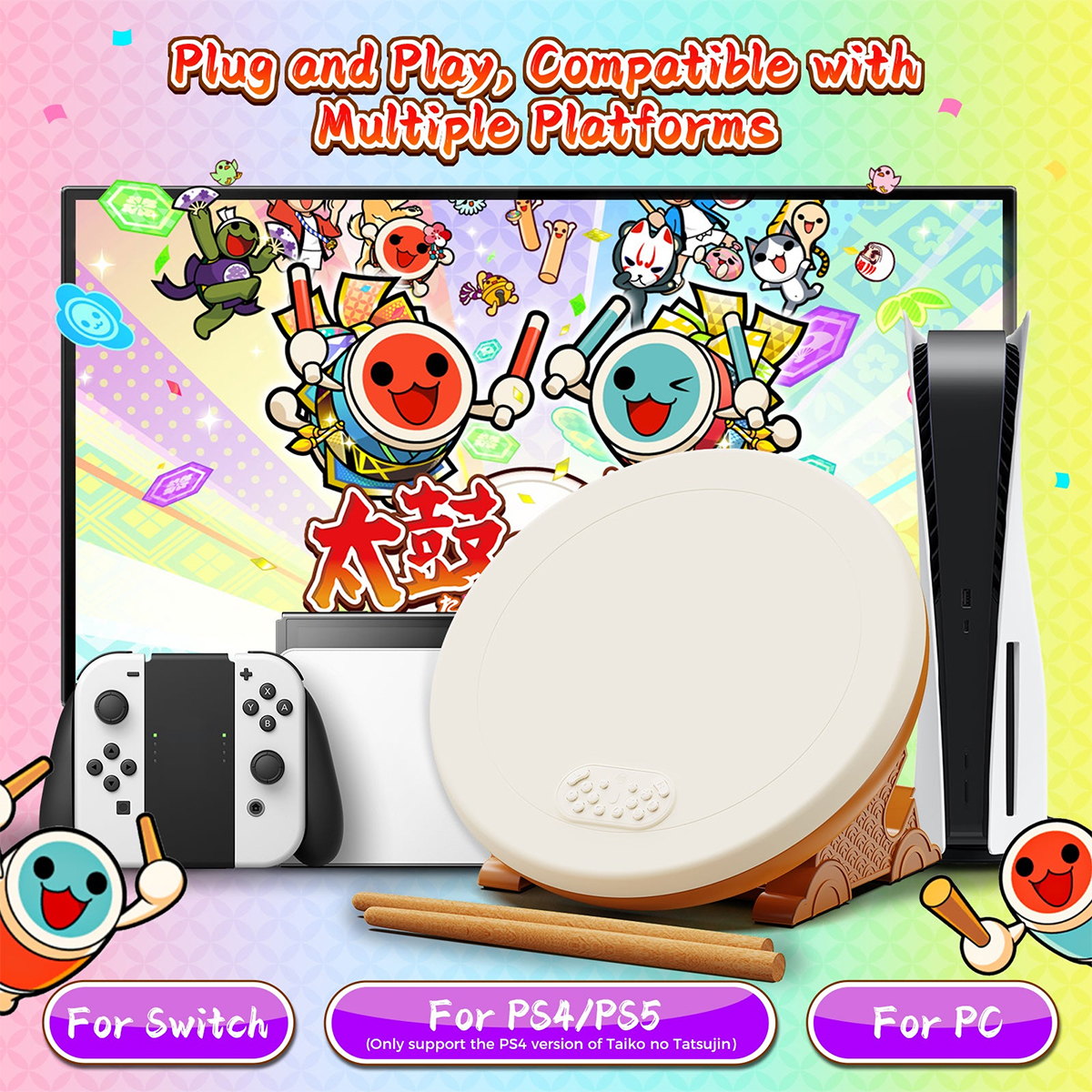 IINE Professional Taiko Drum Controller Pro Max for Nintendo Switch ...