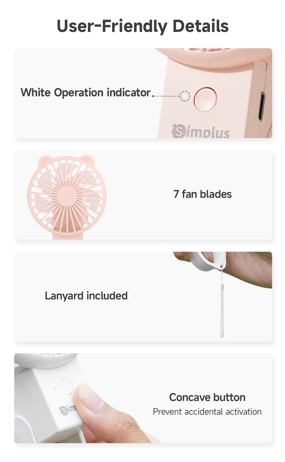 Simplus Handheld Fan 3 Adjustable Speeds Mini Fan DFSH015 | Shopee ...