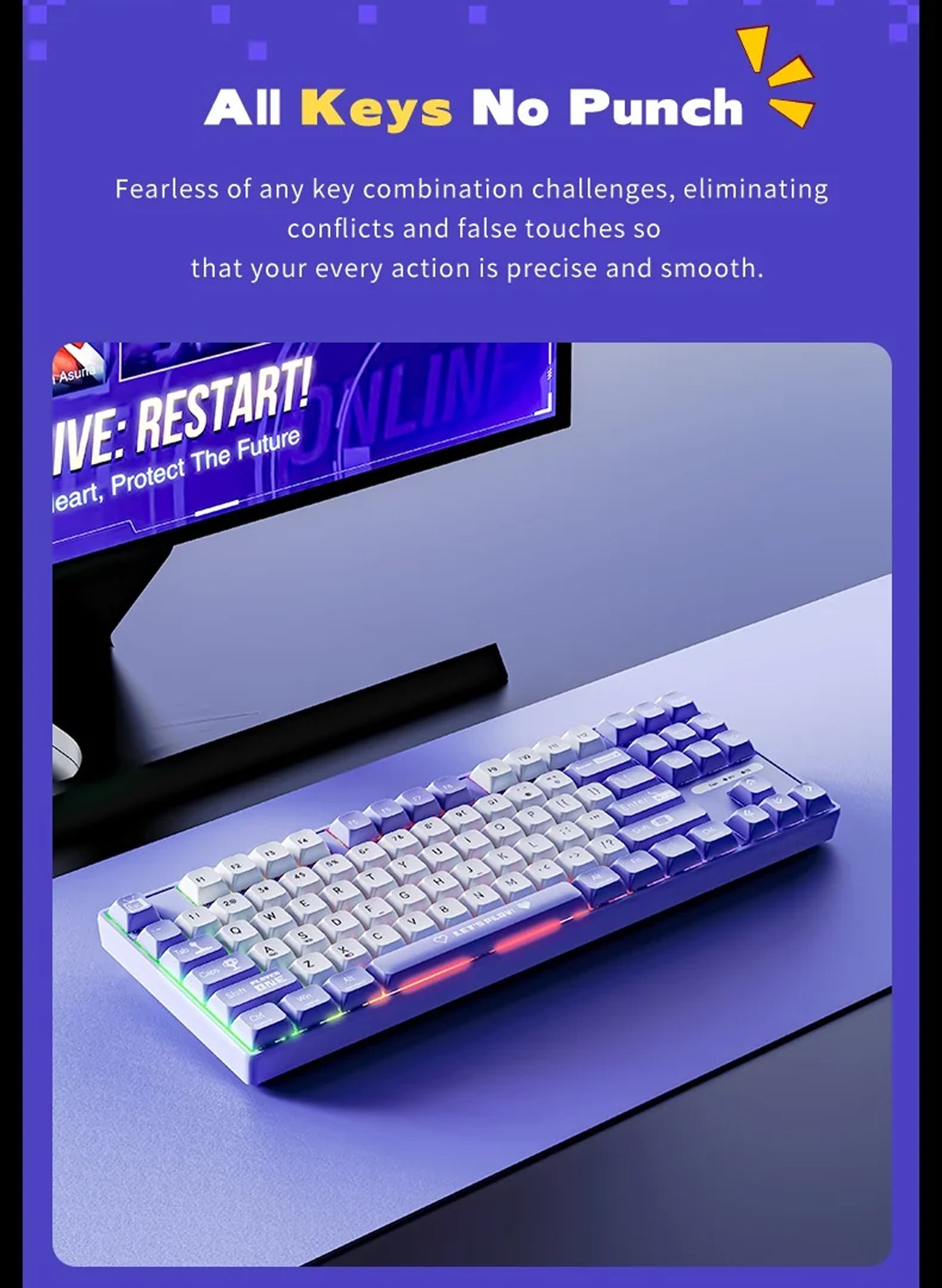 Ajazz AK870MC RGB Wired 87-Keys TKL Gasket-mounted Hot Swappable ...