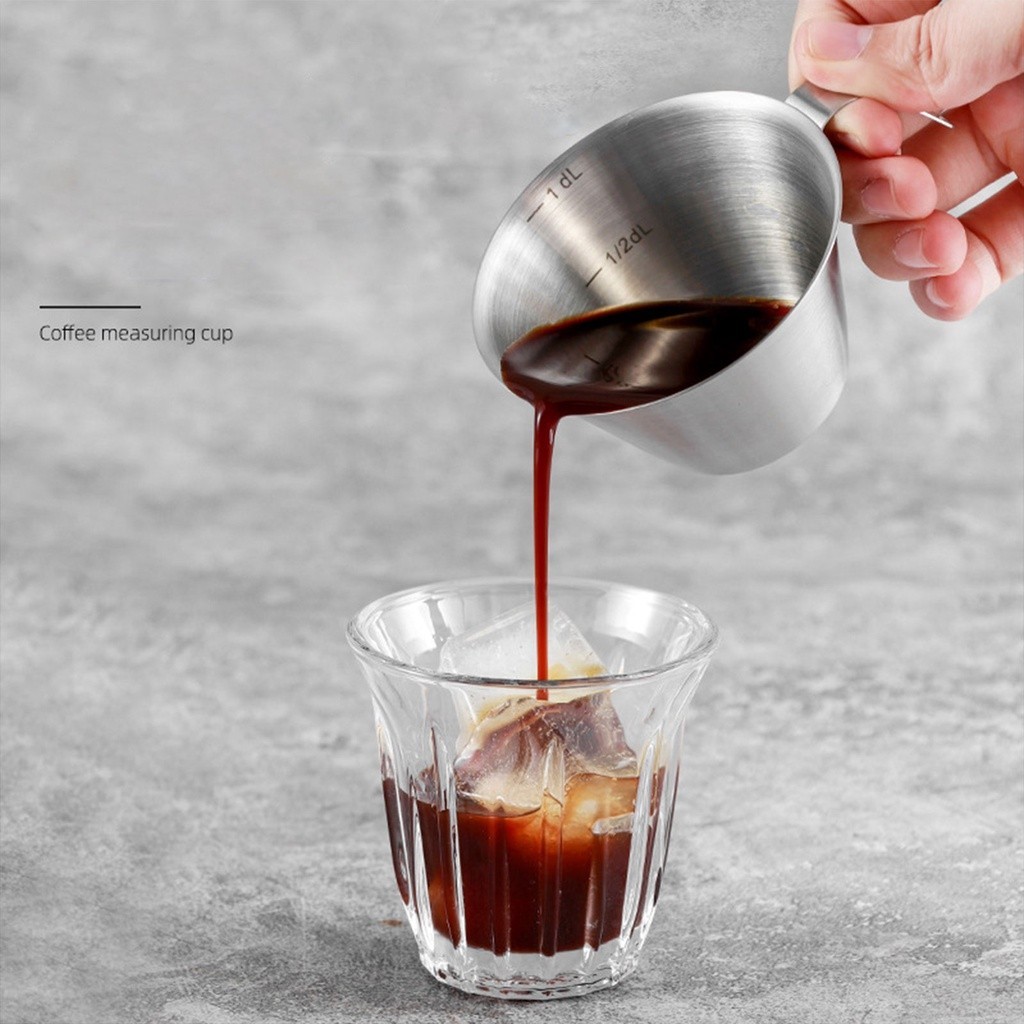 100ml Stainless Steel Espresso Pouring Cup with Handle Barista Coffee ...