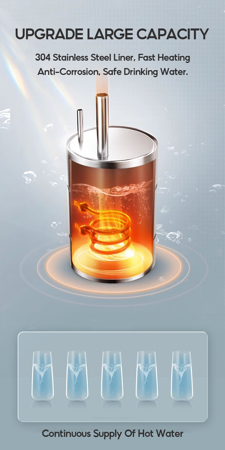 Tixx Water Dispenser Hot and Cold Top Loading Glass Upgrade Freestanding Low Noise Home ...