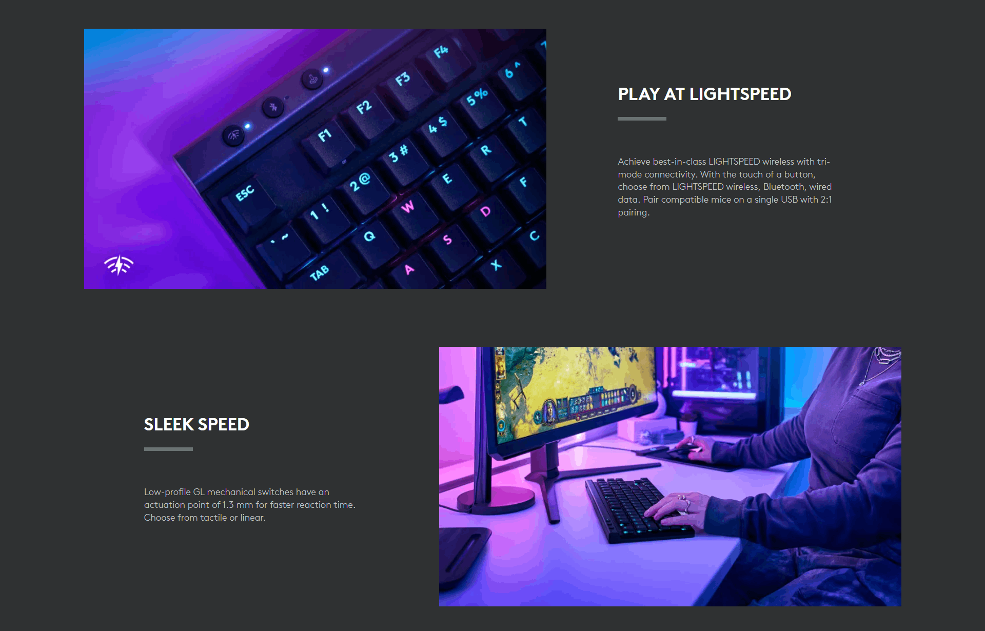 Logitech Gaming Keyboard G515 TKL Lightspeed Low Profile Wireless Tri ...