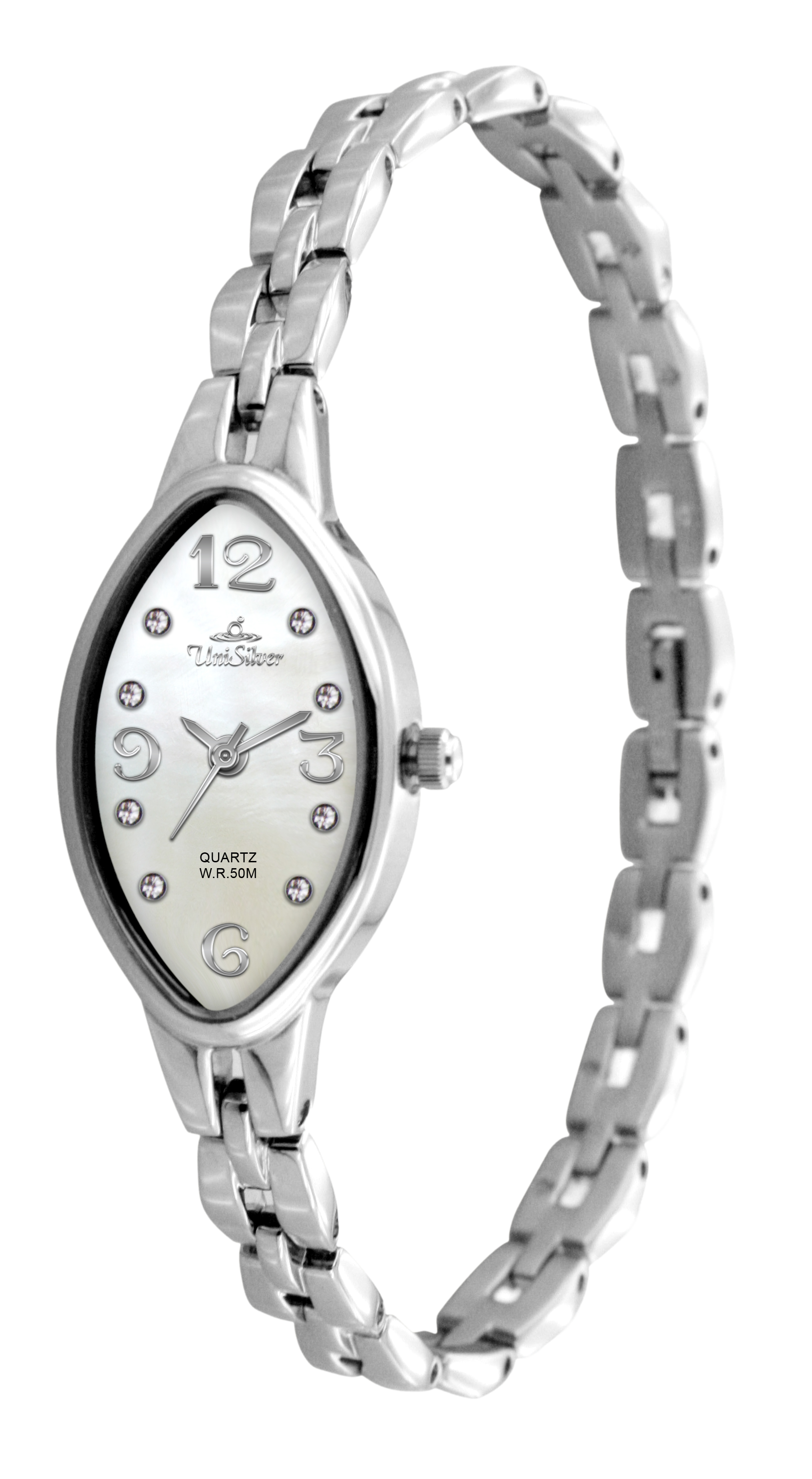UniSilver TIME Women's Silver / Pearl White Analog Stainless steel ...