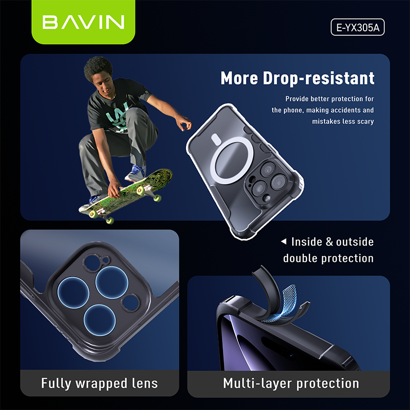 BAVIN YX305A Phone Case Series Magnetic Suction w/ Anti-Fall for iPh 16 ...