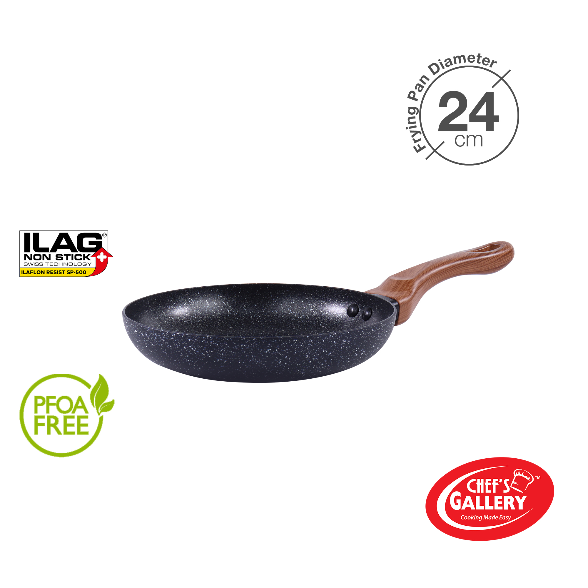 Chef's Gallery Marble Frying Pan 24cm | ILAG Non-Stick | PFOA Free | Induction Ready | Shopee ...