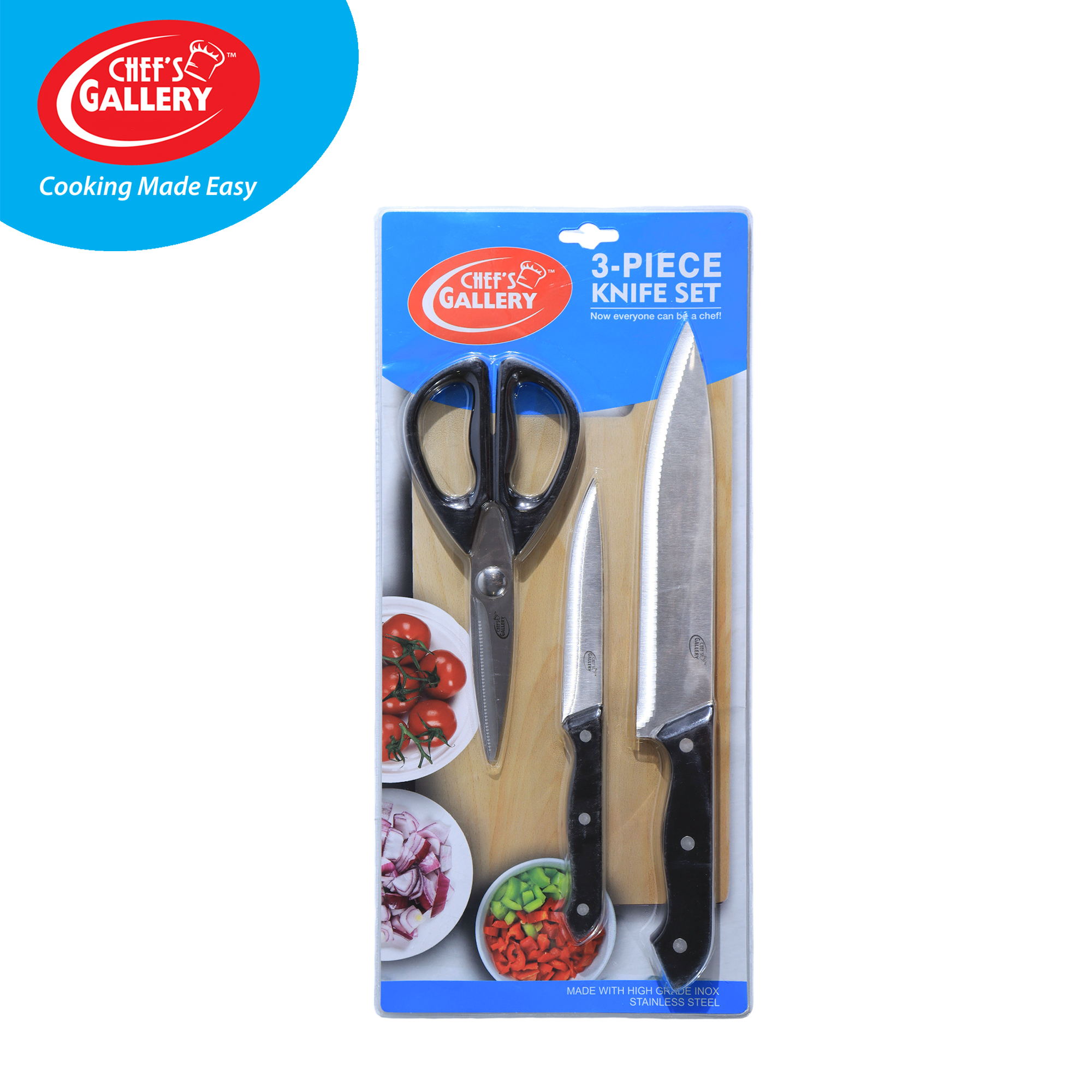 Chef's Gallery 3-Piece Knife Set | Utility Knife 4 1/2", Chef Knife 8 ...