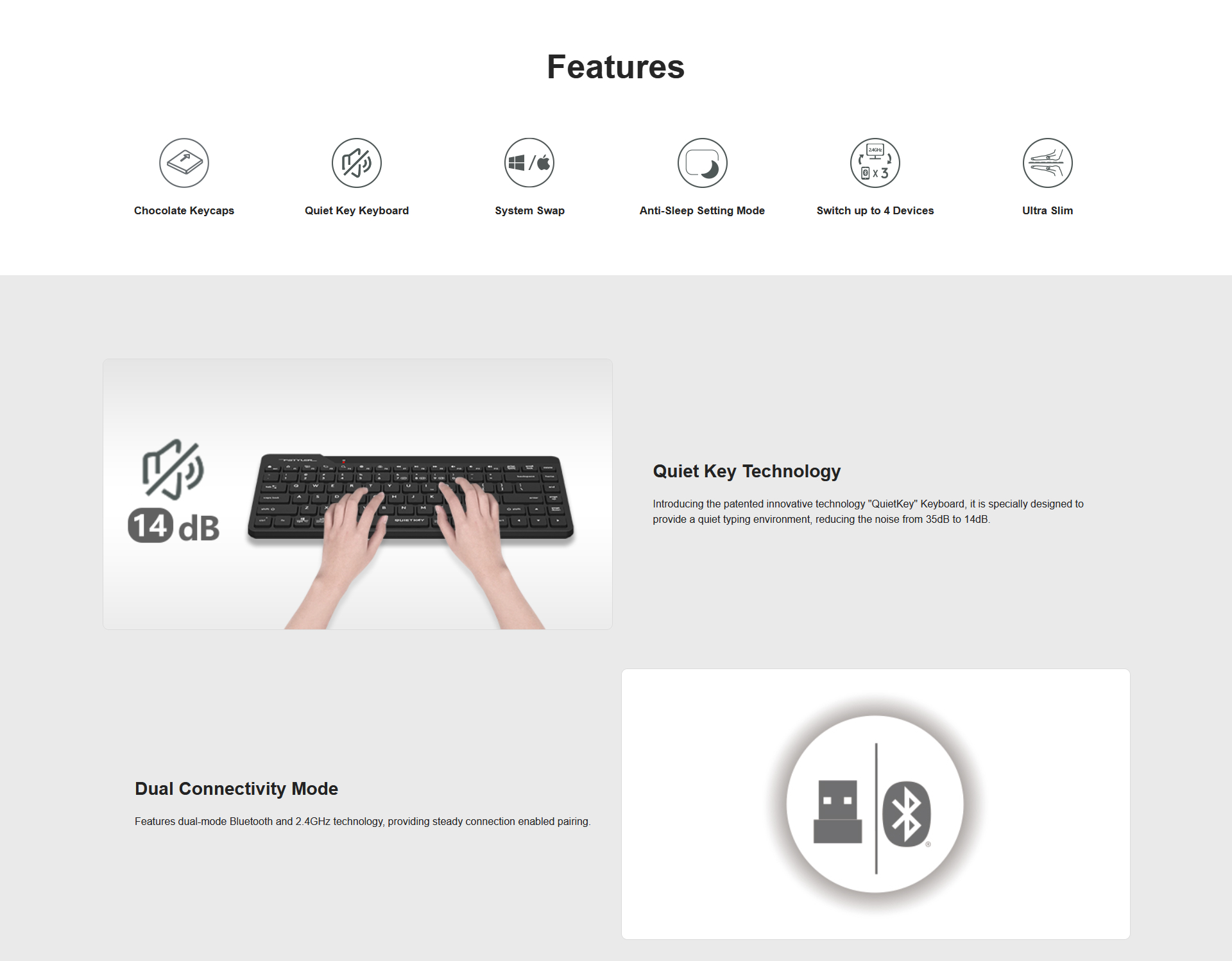 A4Tech FBK22 Quiet Key Bluetooth & 2.4G Mini Wireless Keyboard | Shopee ...