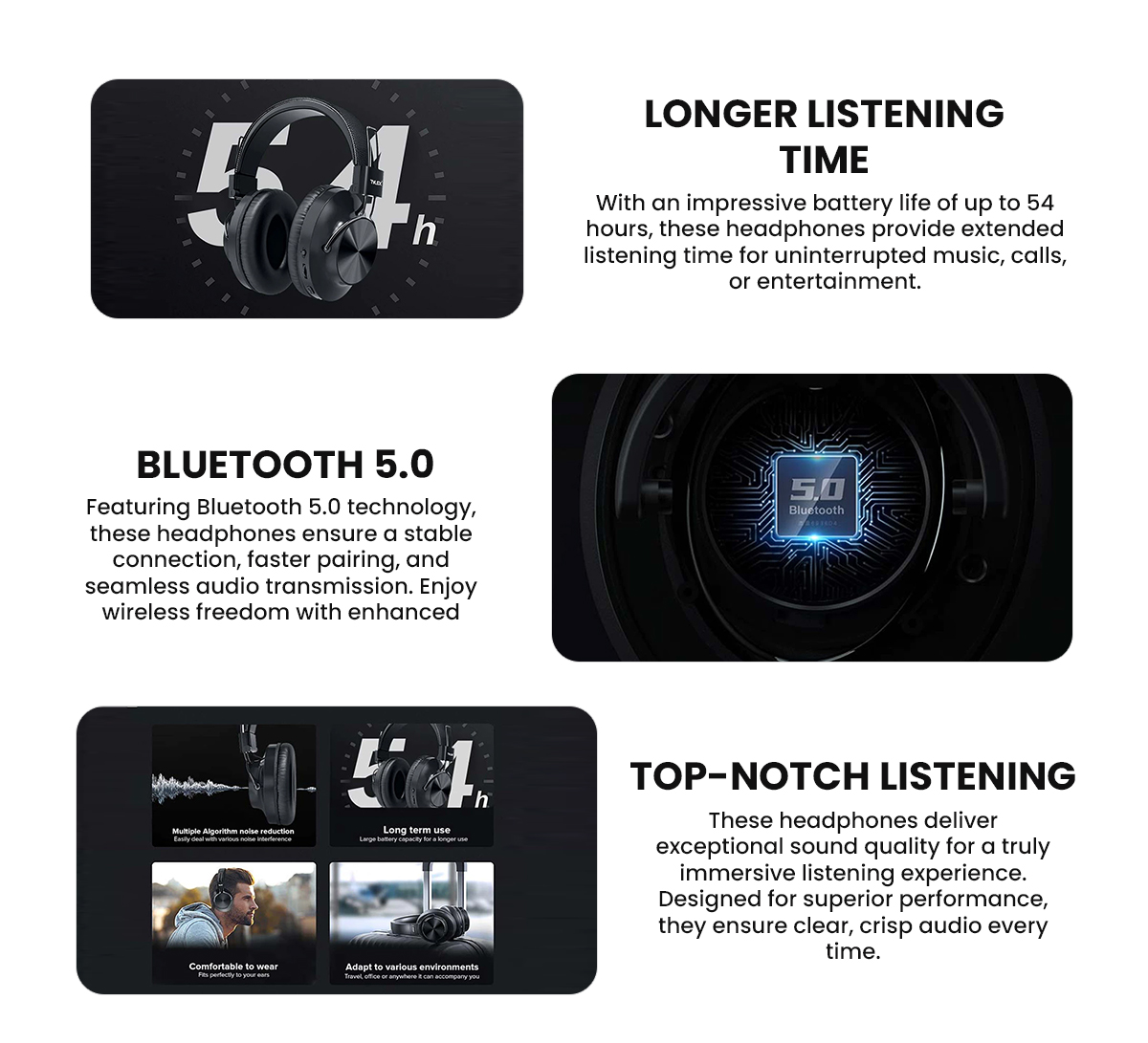 Tylex S4000 Headset Wireless Bluetooth Stereo Foldable TF Card FM AUX ...