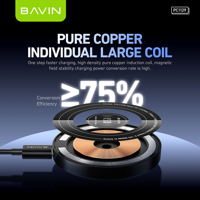 BAVIN PC1129 3 in 1 Fast Charging Magnetic Qi Wireless Charger w/ 15W Devices & 3W for ...