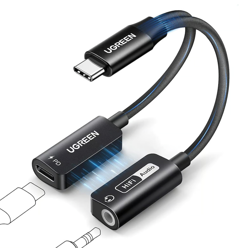 UGREEN 2 in 1 USB-C to 3.5mm Audio & Type C Adapter Cable 60W Fast ...