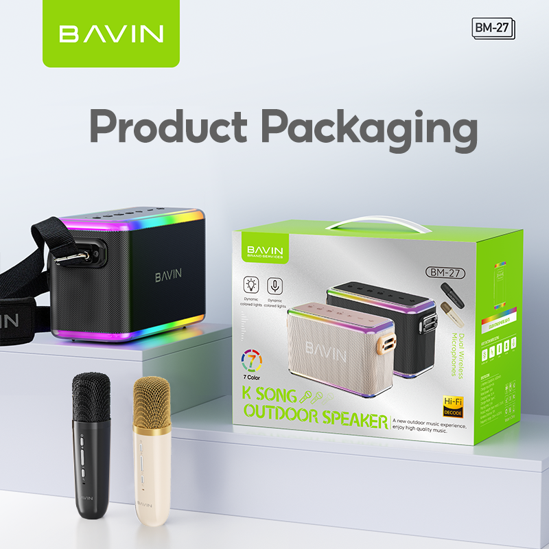 BAVIN BM27 Outdoor Bluetooth Speaker Portable Karaoke Machine w/ RGB ...