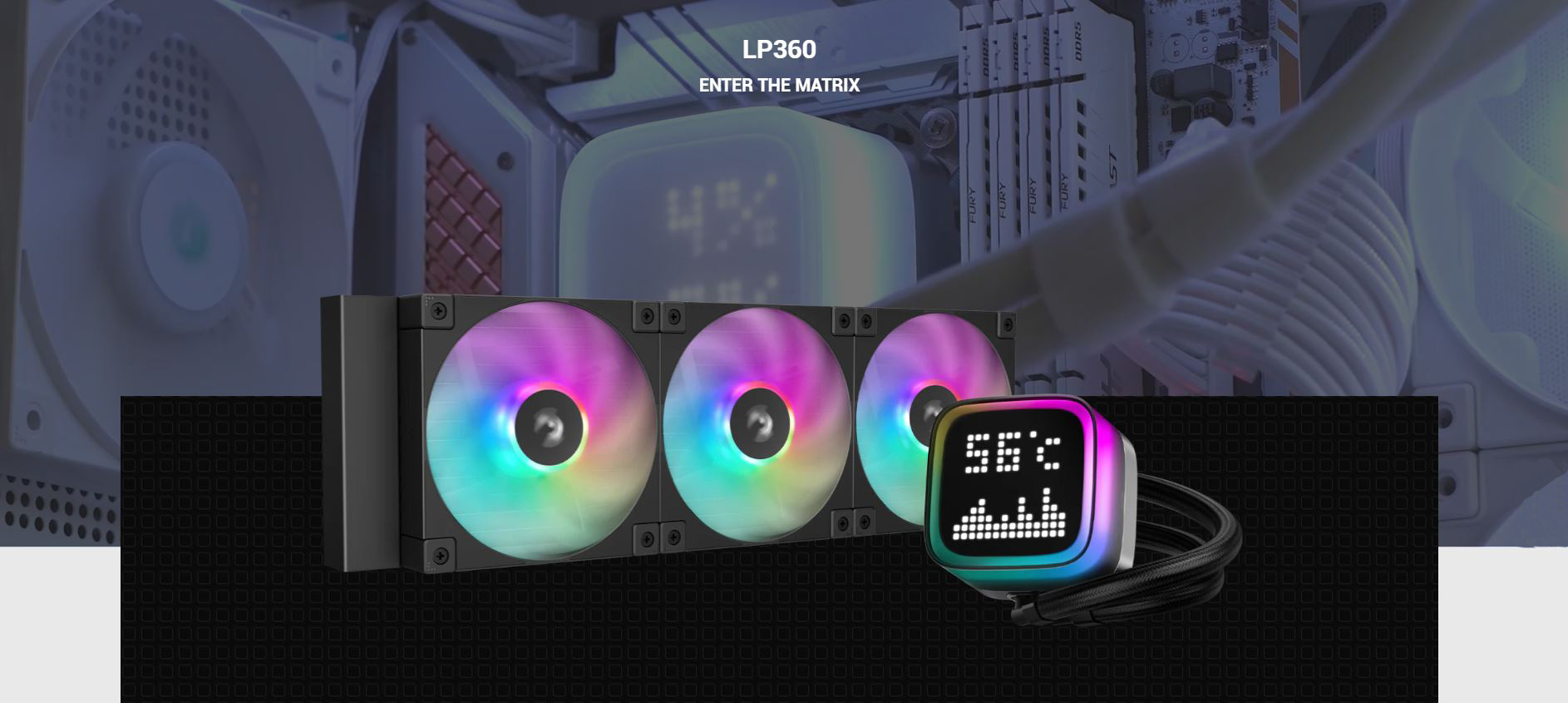 Deepcool CPU Cooler Fan LP360 Black Liquid Cooler with a Matrix Display ...