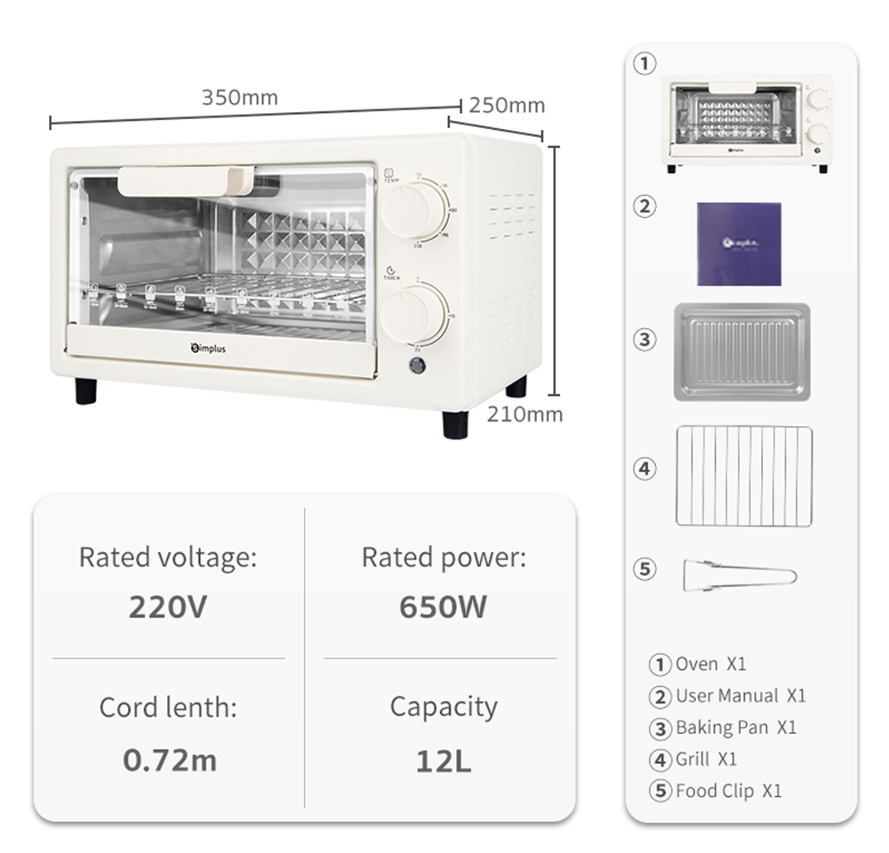 INSSA x Simplus Electric Oven 12L Capacity Multifunctional Oven Quick ...