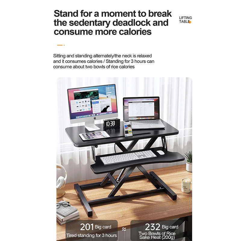 MC&HOME 32" Lift Desk 2-Layer Standing Lifting Computer Desk with ...