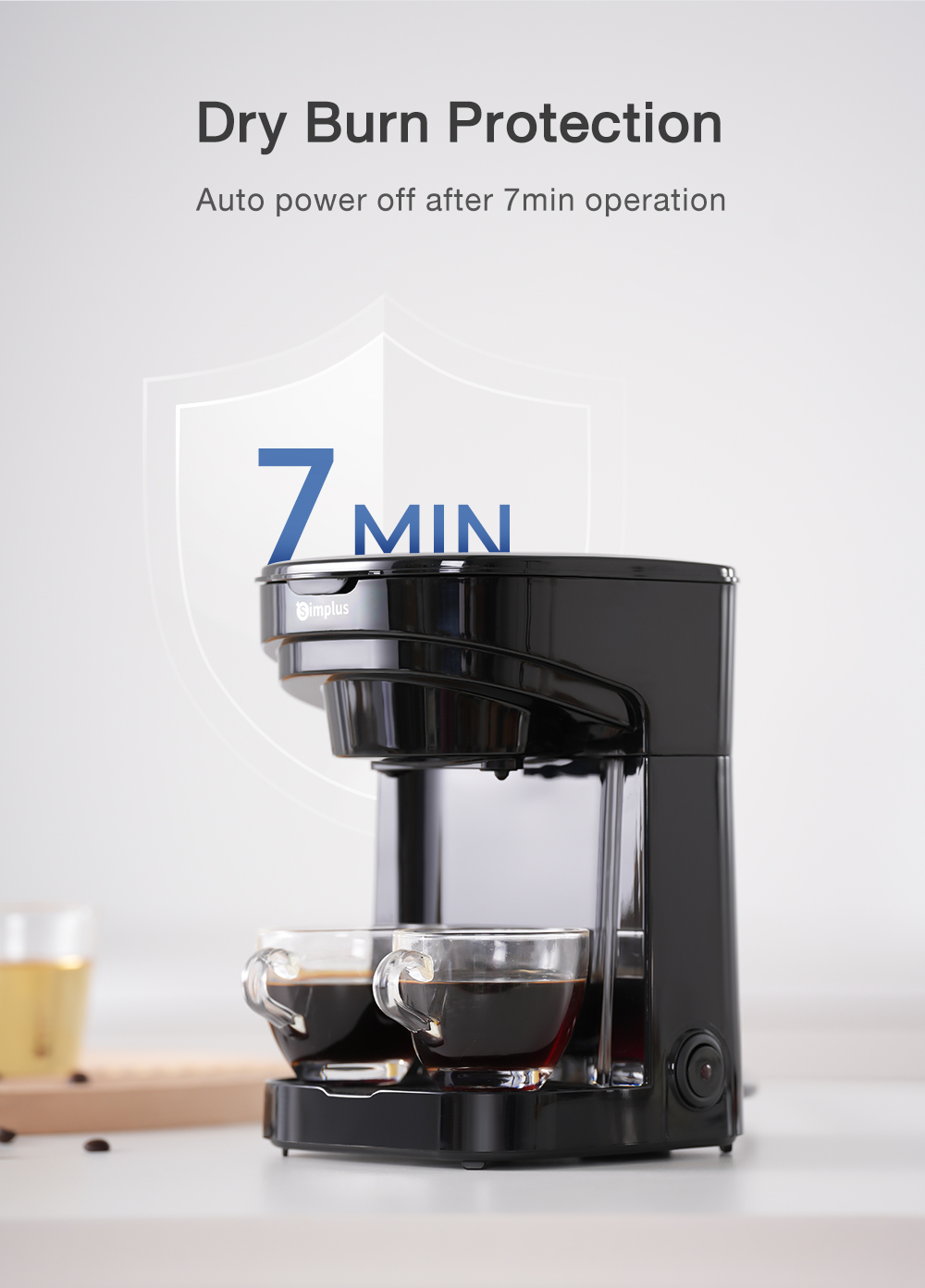 Simplus Coffee Maker Drip Filter Coffee Machine One-Button Dual Cups ...