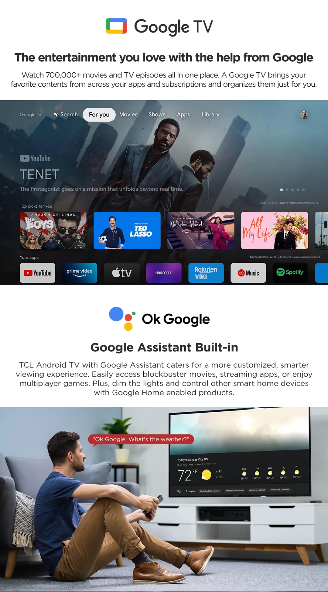 TCL 55" 4K UHD Smart Google TV - 55P635 (HDR, Netflix, YouTube, Google ...