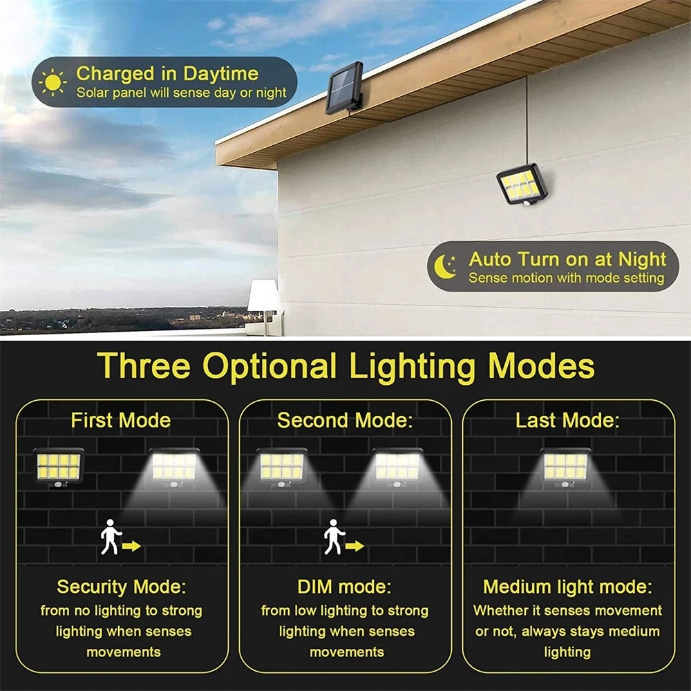 OOKAS 3 Modes Solar Light Outdoor Waterproof Motion Sensor Lights LED ...