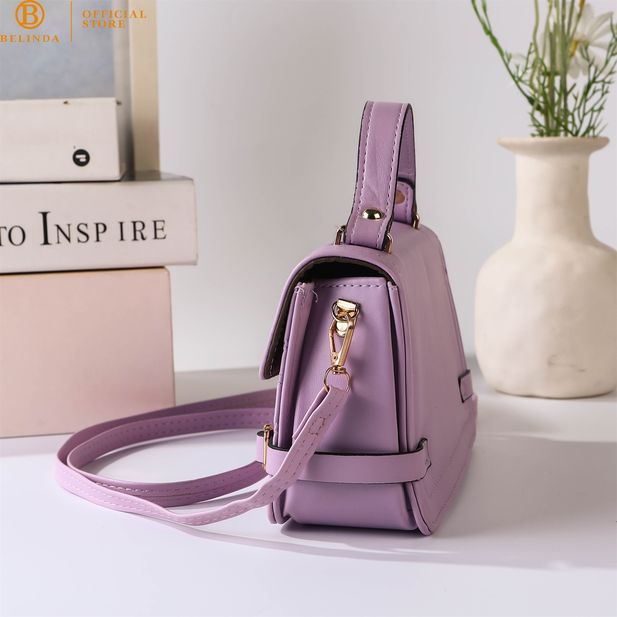 BELINDA Sling Bag For Woman Leather 2 Way Cute Mini Bag Korean Fashion Handbag Shoulder Bag ...