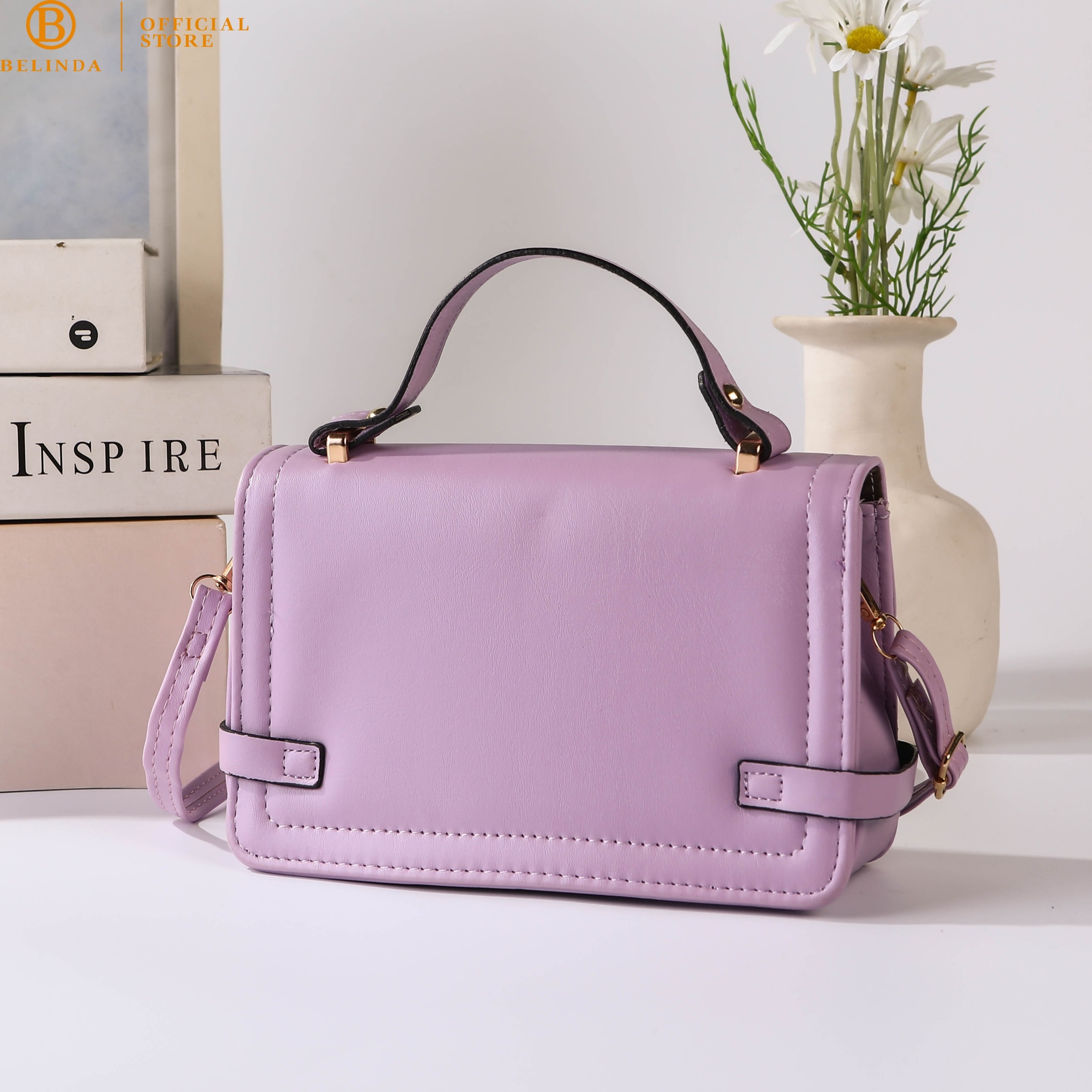 BELINDA Sling Bag For Woman Leather 2 Way Cute Mini Bag Korean Fashion Handbag Shoulder Bag ...
