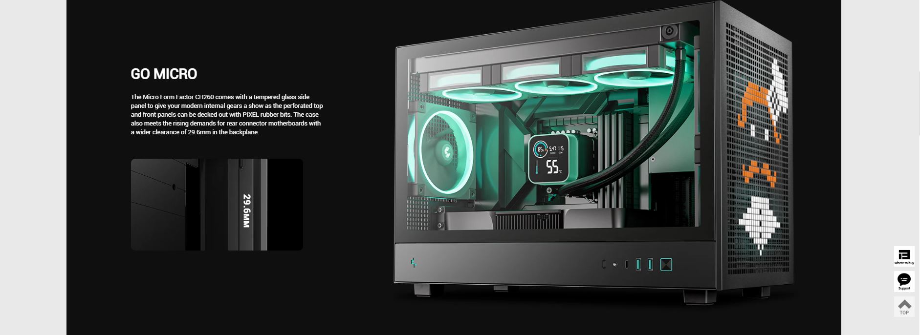 Deepcool Computer PC Case CH260 High Airflow microATX Compact Tempered Glass (Black | White ...