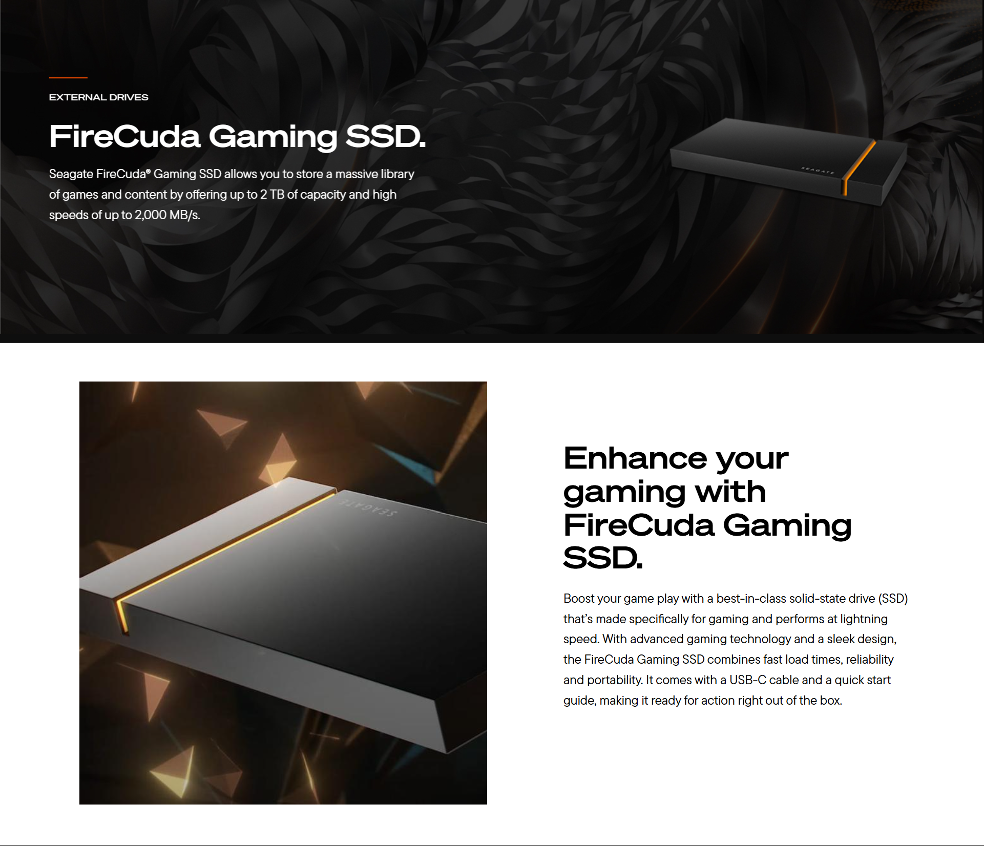 Seagate FireCuda 1TB/2TB Portable USB-C NVMe Gaming External SSD Solid ...