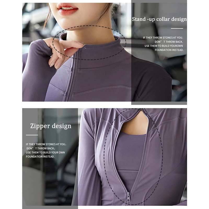 Yoga Sports Jacket Long Sleeve Yoga Top For Woman Zipper Fitness ...