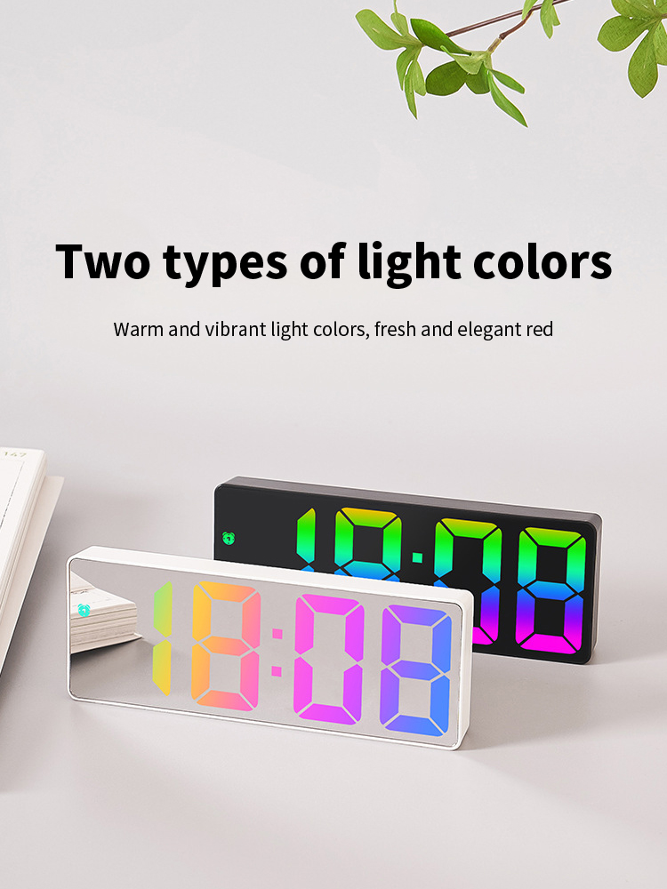 LED Digital Alarm Clock Sound Control Temperature Desk Clock Aesthetic ...