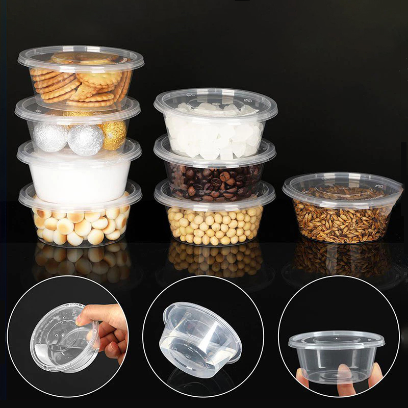 50PCS Rectangle/Round Disposable Microwavable Food Container Plastic ...