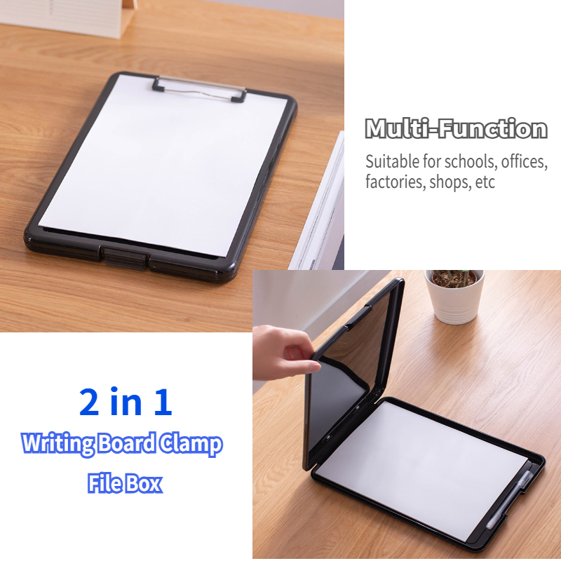 Long Clipboard With File Box 2 in 1 Writing Board Clamp File Storage ...