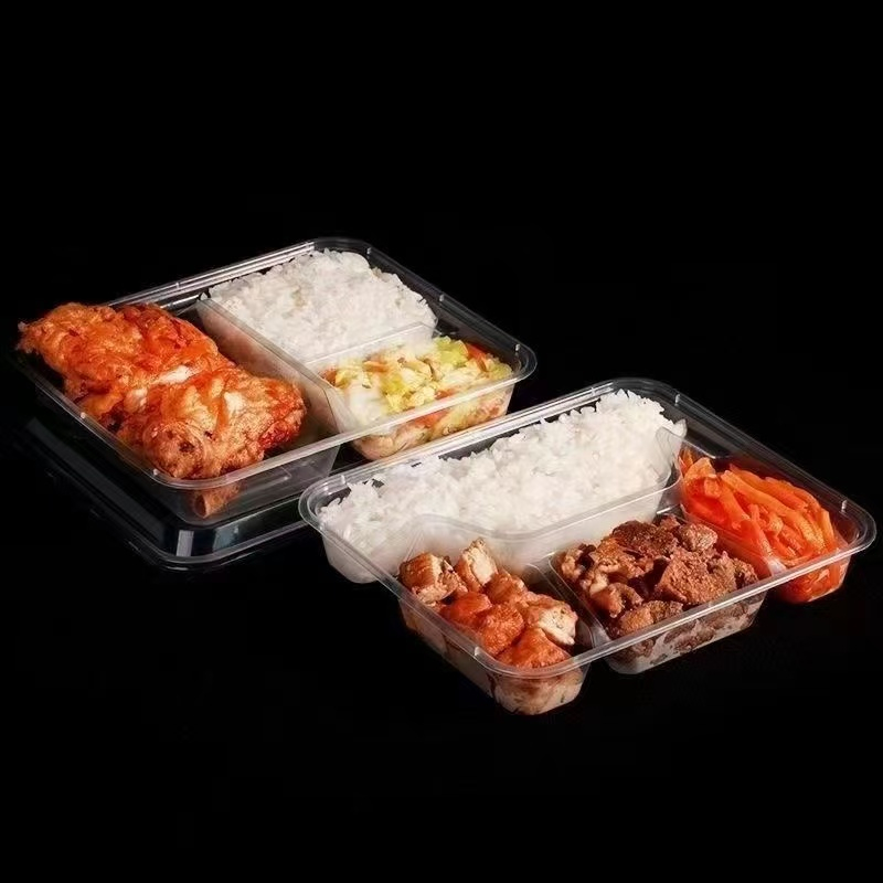 50pcs Transparent Lunch Box With Plastic Lid Disposable Takeaway ...