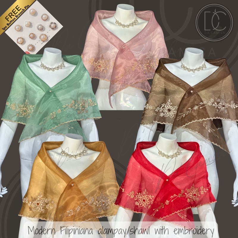 Modern Filipiniana alampay/shawl with embroidery.( ACTUAL PHOTO ...